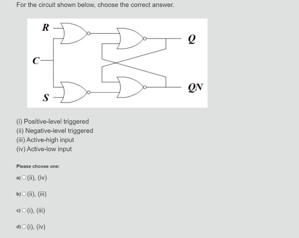 Solved For the circuit shown below, choose the correct | Chegg.com