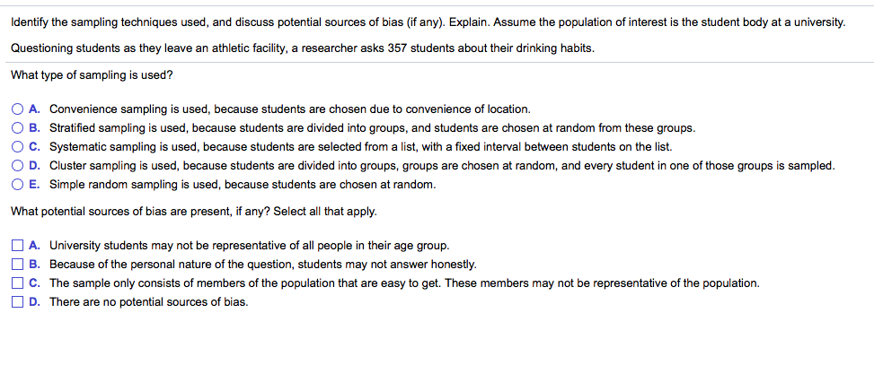 Solved Identify the sampling techniques used, and discuss | Chegg.com
