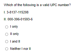 Solved Which of the following is a valid UPC number? | Chegg.com