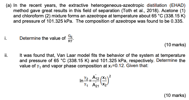 Solved Topic: Vapor-liquid equilibrium (VLE), Solution | Chegg.com