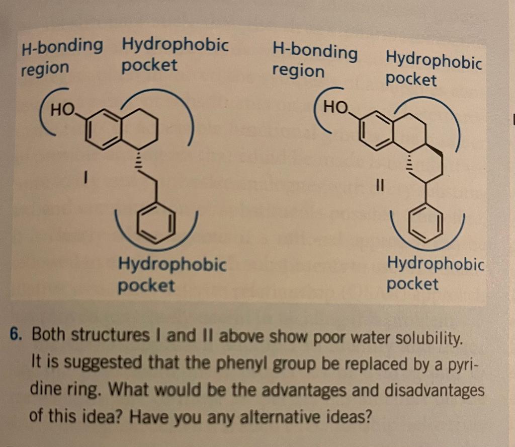 Solved H-bonding Hydrophobic pocket H-bonding region region | Chegg.com