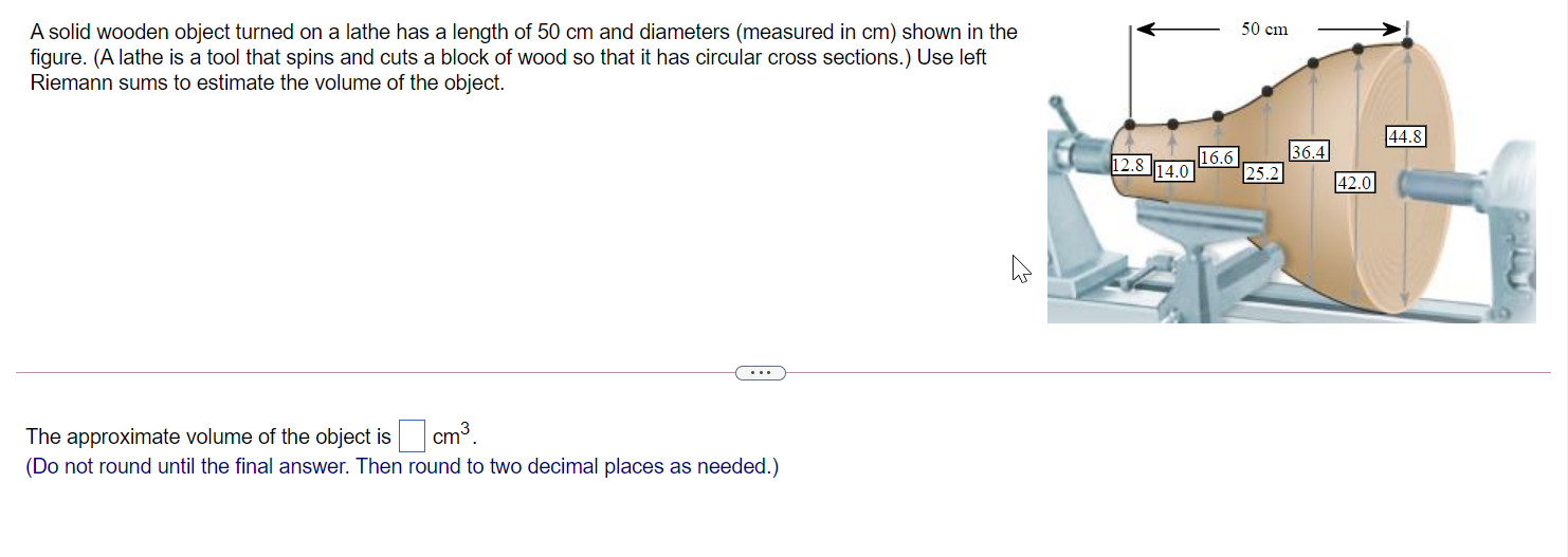 Solved 50 cm A solid wooden object turned on a lathe has a | Chegg.com