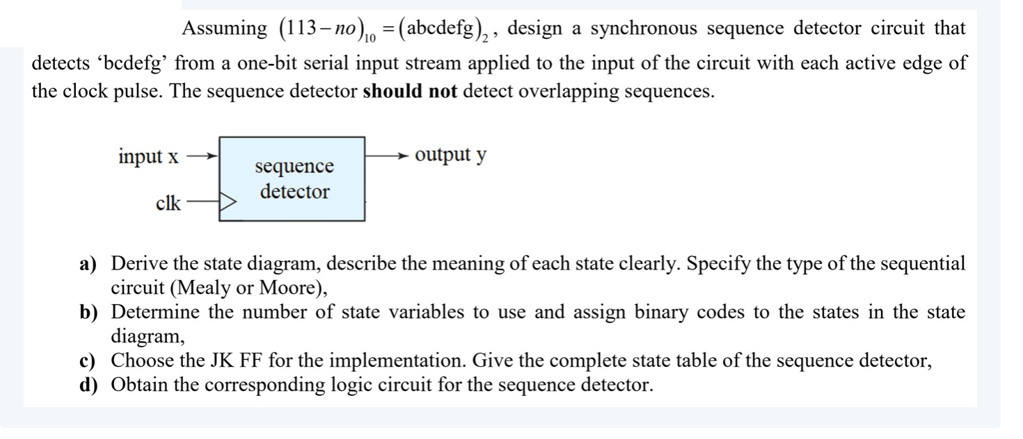 Solved Assuming (113−no)10=(abcdefg)2, design a synchronous | Chegg.com