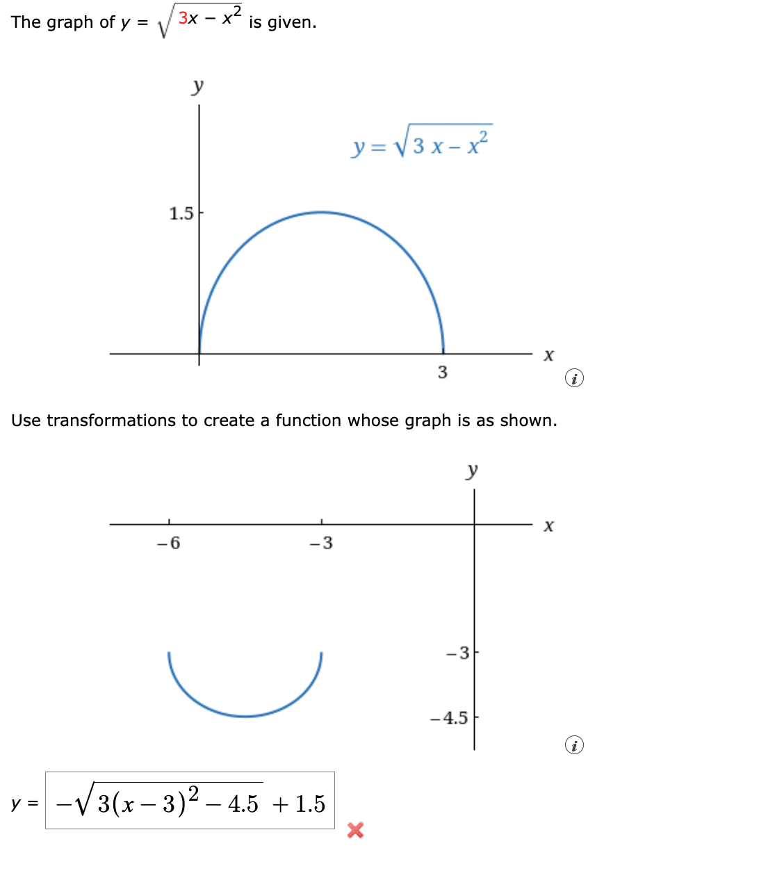 Solved The Graph Of Y 3x−x2 Is Given Use Transformations To