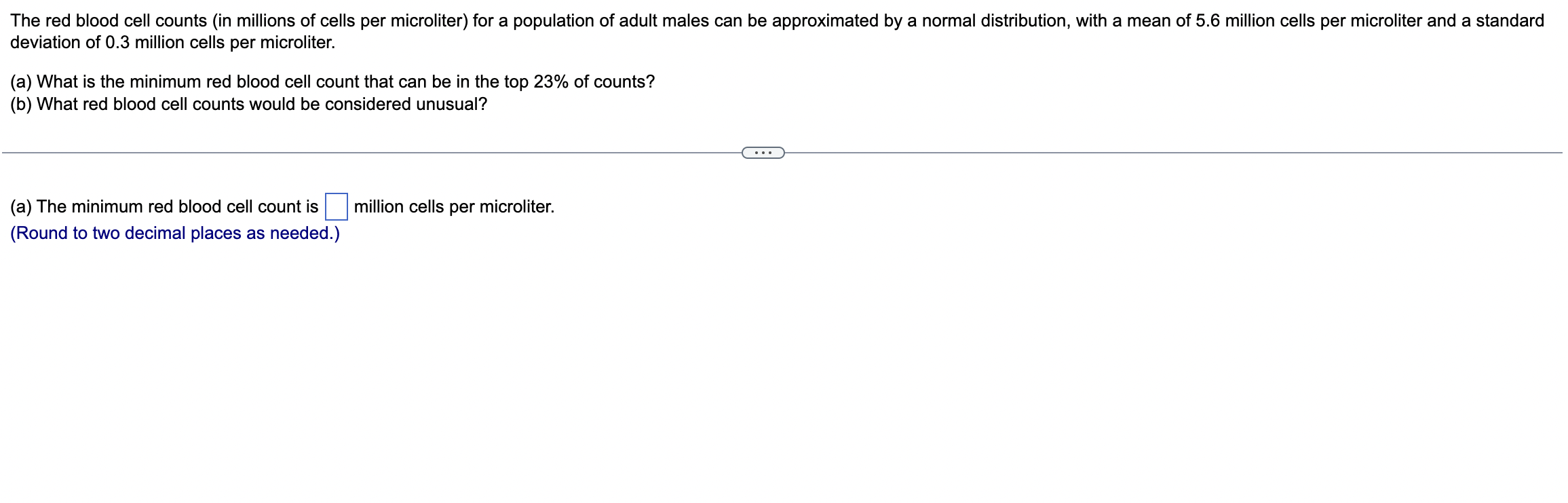 Solved deviation of 0.3 million cells per microliter. (a) | Chegg.com