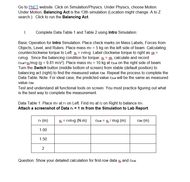 Go to PhET website. Click on Simulation/Physics. | Chegg.com