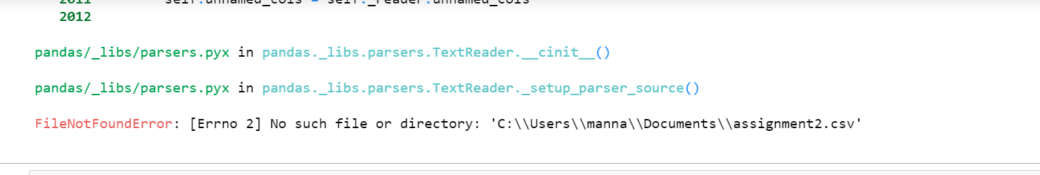 Solved how to fix this error: FileNotFoundError: [Errno 2] | Chegg.com