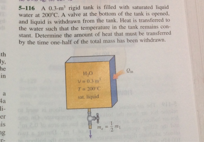 Solved 5-116 A 0.3-m3 rigid tank is filled with saturated | Chegg.com