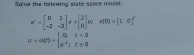 Solved Solve the following state-space model: | Chegg.com
