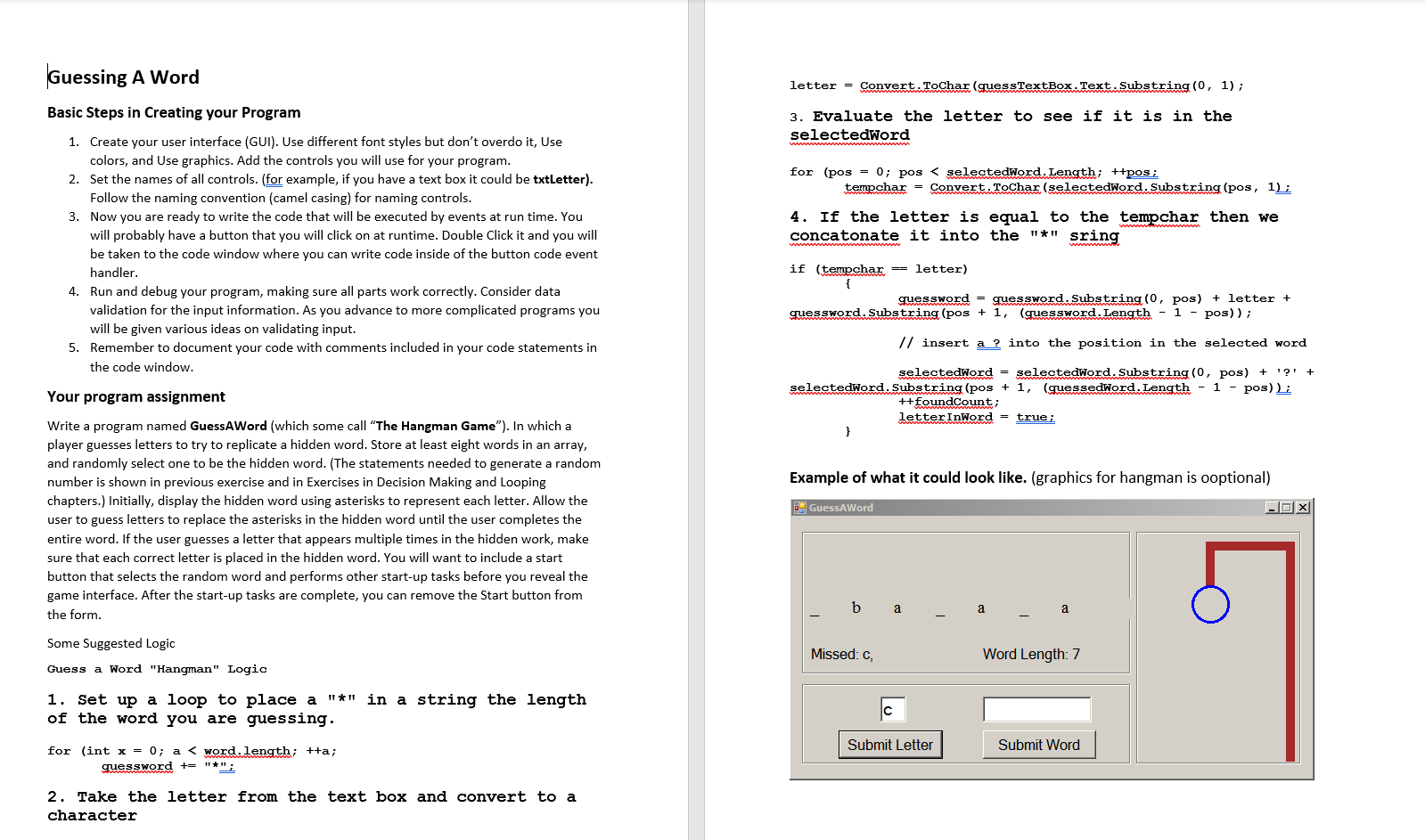Solved Guess a Word in C# ArrayOfWords.txt: string[] words | Chegg.com