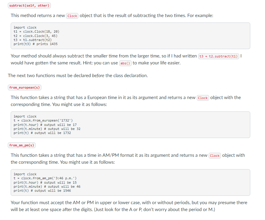 Solved Create a class named Clock to represent a time in | Chegg.com