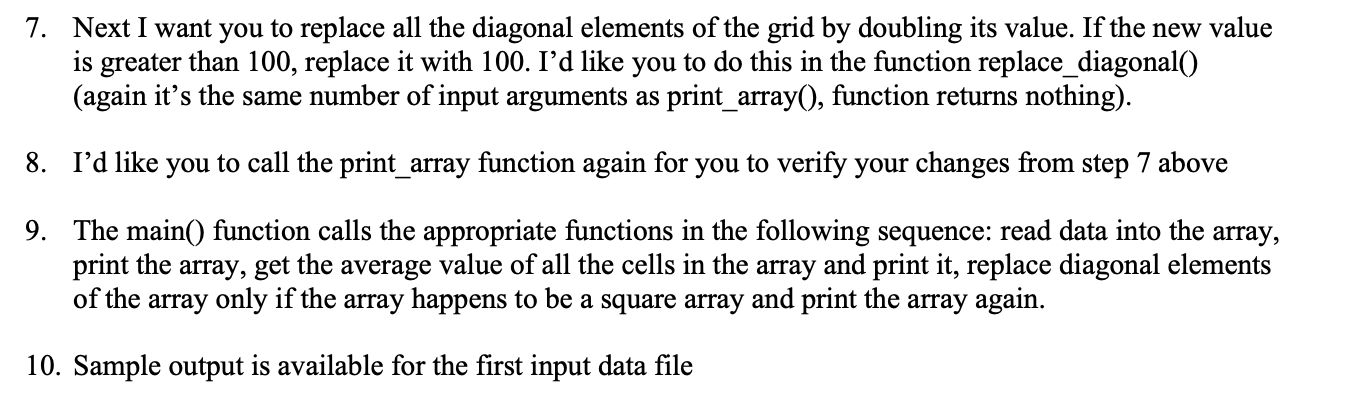 Solved Description We are going to start with a 2D integer | Chegg.com