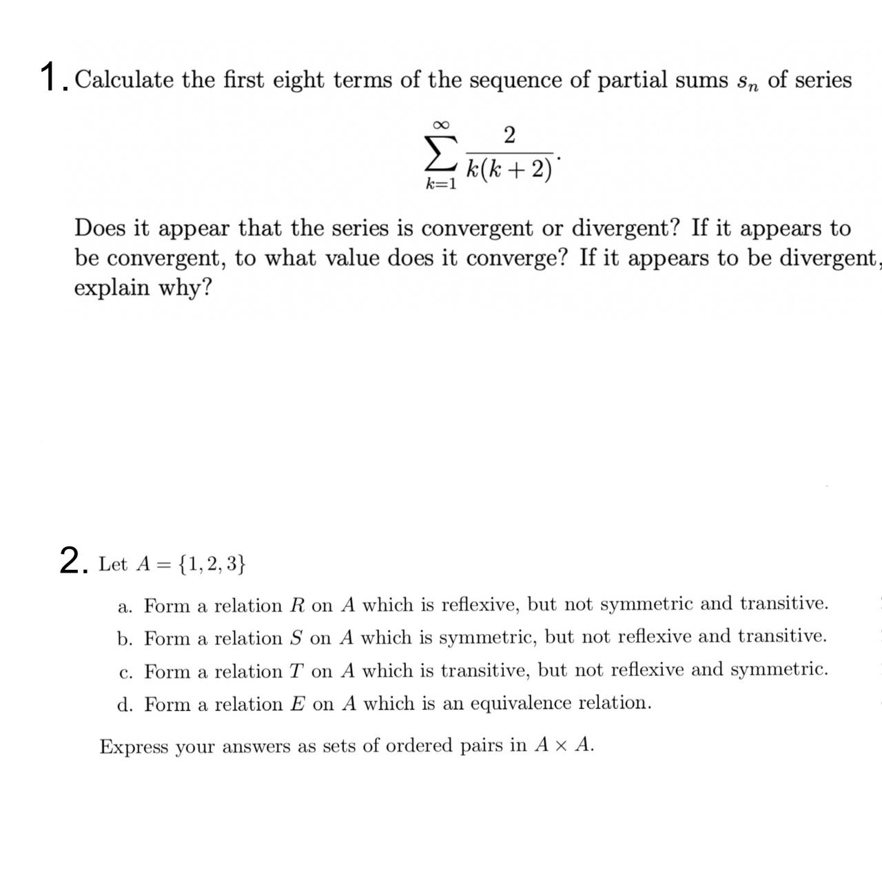 Solved 1. Calculate the first eight terms of the sequence of | Chegg.com