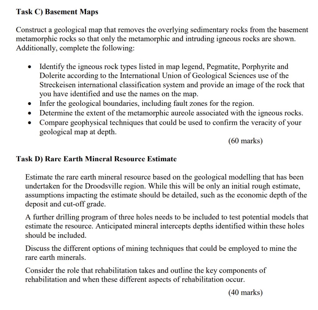 Task C) Basement Maps Construct a geological map that | Chegg.com