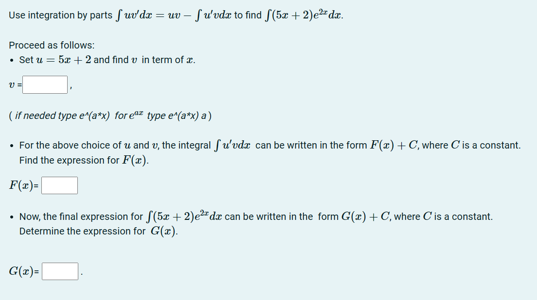 Solved Use integration by parts ∫uv′dx=uv−∫u′vdx to find | Chegg.com
