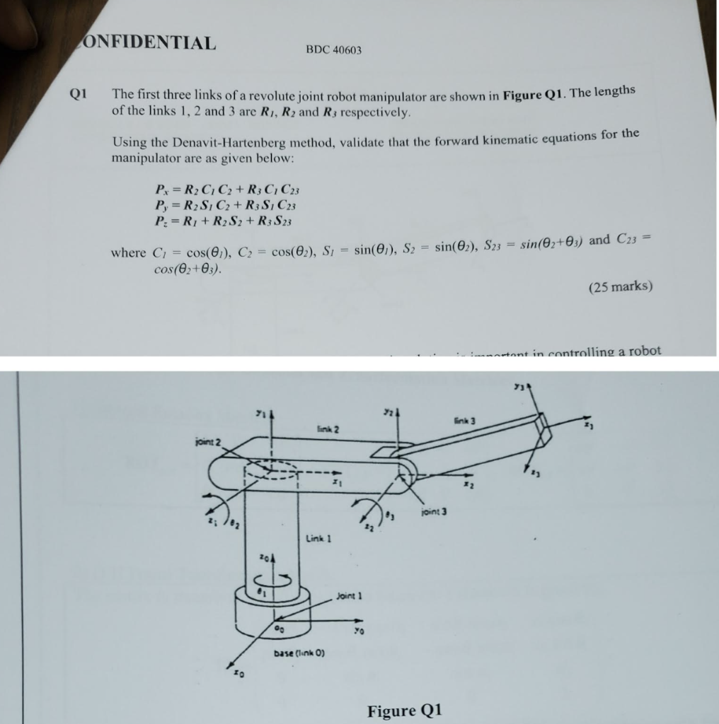Solved The first three links of a revolute joint robot | Chegg.com