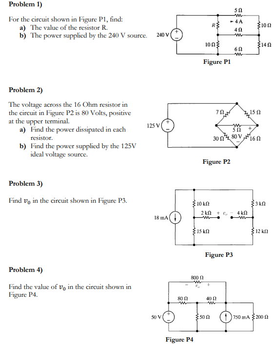 Solved For the circuit shown in Figure P1, find: a) The | Chegg.com