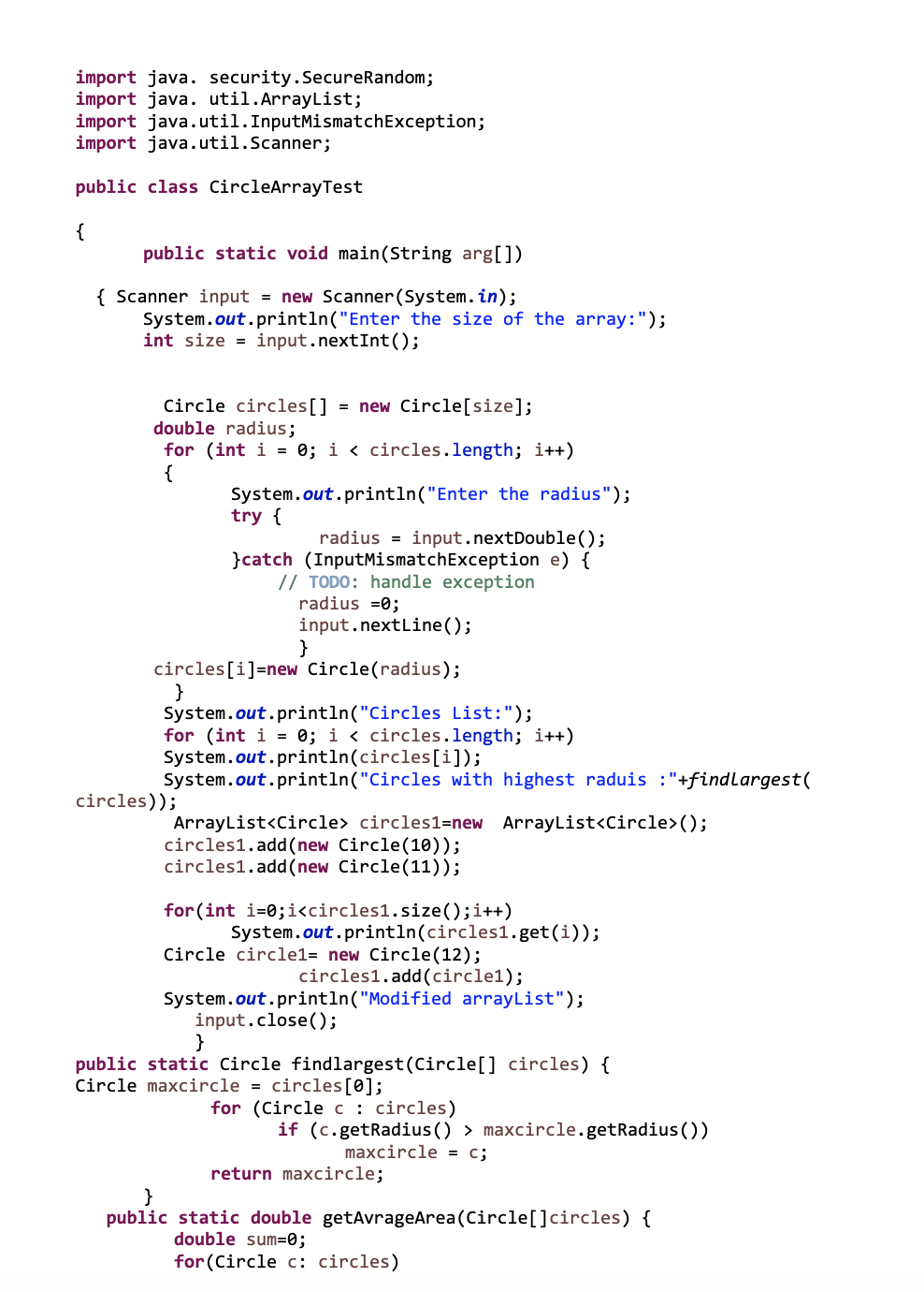 Solved Exercise 6: List of Circles • Open project05-2 that | Chegg.com