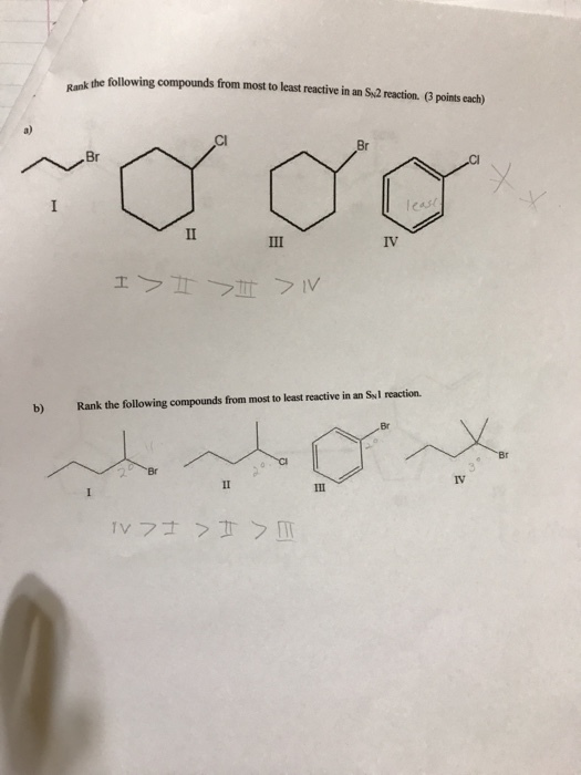 Solved Rank The Following Compounds From Most To Least In An
