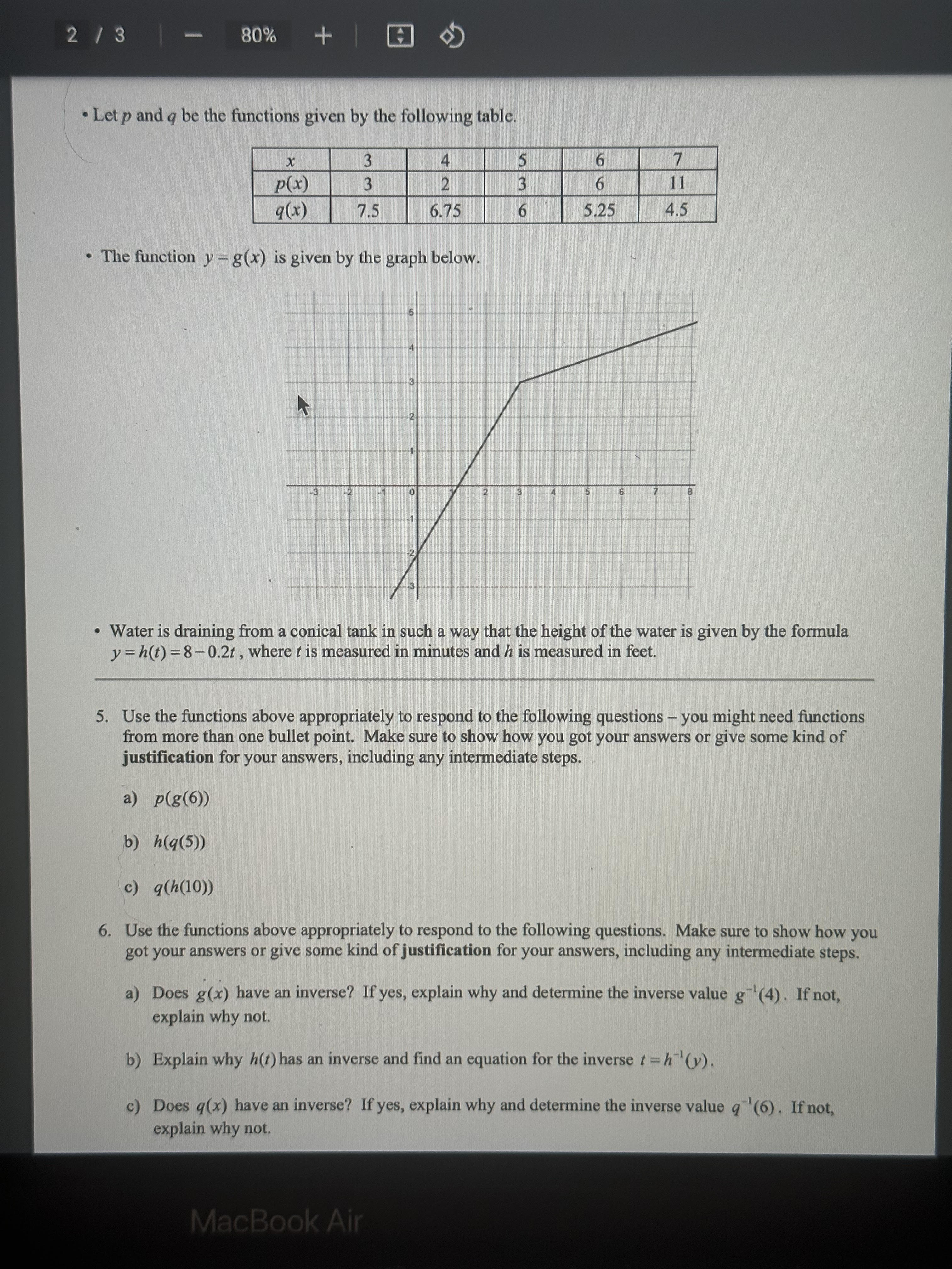 - Let p and q be the functions given by the following | Chegg.com