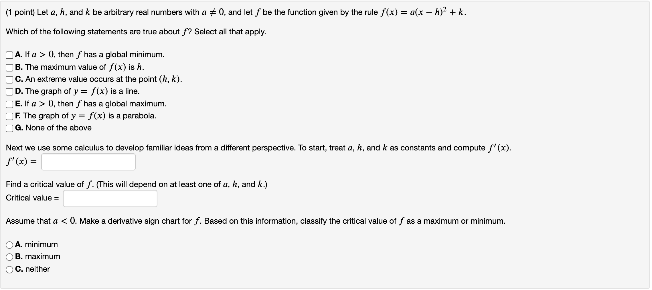 Solved (1 point) Let f(x) = -x4 – 6x3 + 3x – 3. Find the | Chegg.com