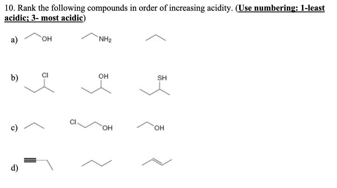 Solved Rank the following compounds in order of increasing | Chegg.com
