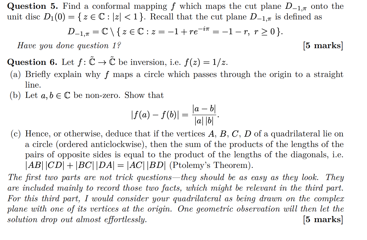 Solved Question 5. Find a conformal mapping f which maps the | Chegg.com