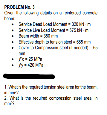 Solved PROBLEM No. 3 Given the following details on a | Chegg.com
