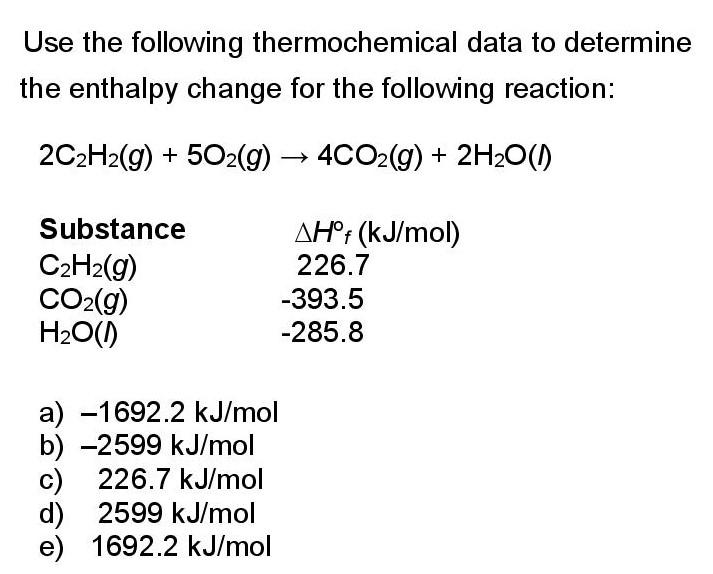 Solved Use the following thermochemical data to determine | Chegg.com
