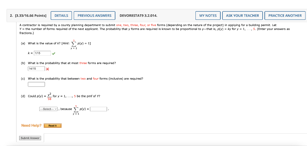 Solved (a) What is the value of k? [Hint: 5 y = 1 p(y) = 1] | Chegg.com