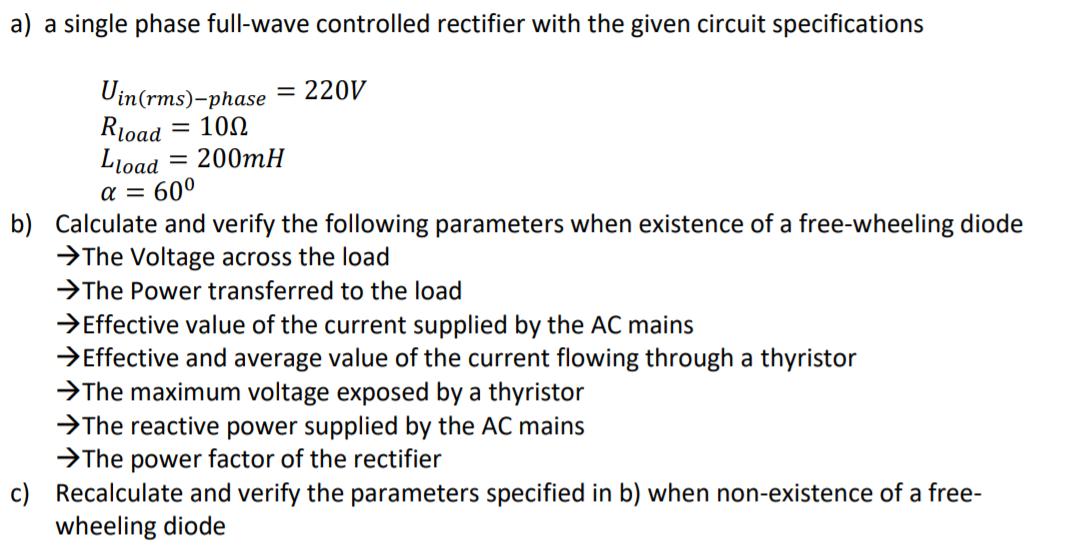 Solved a) a single phase full-wave controlled rectifier with | Chegg.com