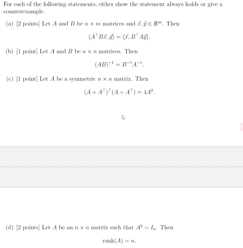 Solved For each of the following statements, either show the | Chegg.com