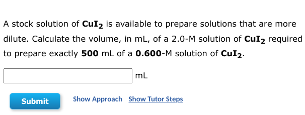 Solved A stock solution of CuI2 is available to prepare | Chegg.com