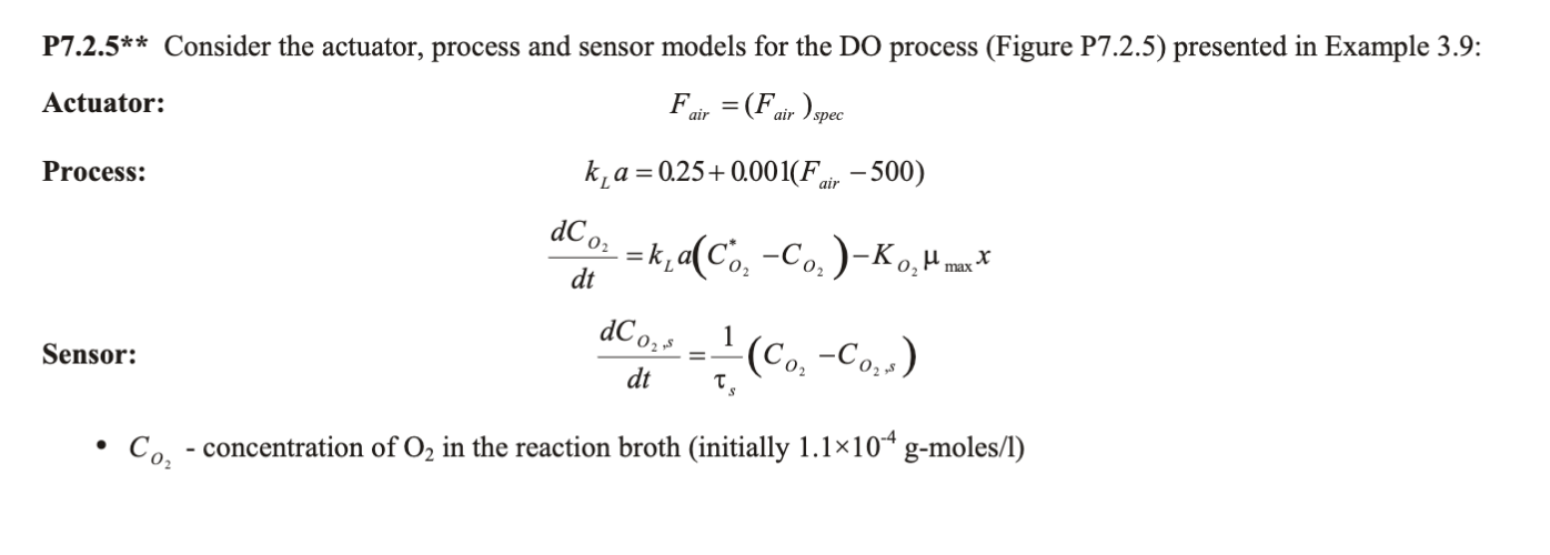 Solved P7.2.5** Consider the actuator, process and sensor | Chegg.com