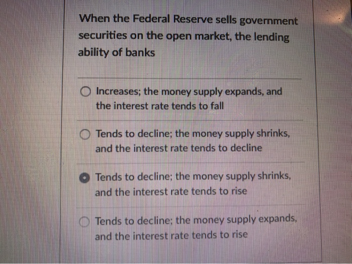 Solved A reduction in the money supply will tend to Reduce | Chegg.com