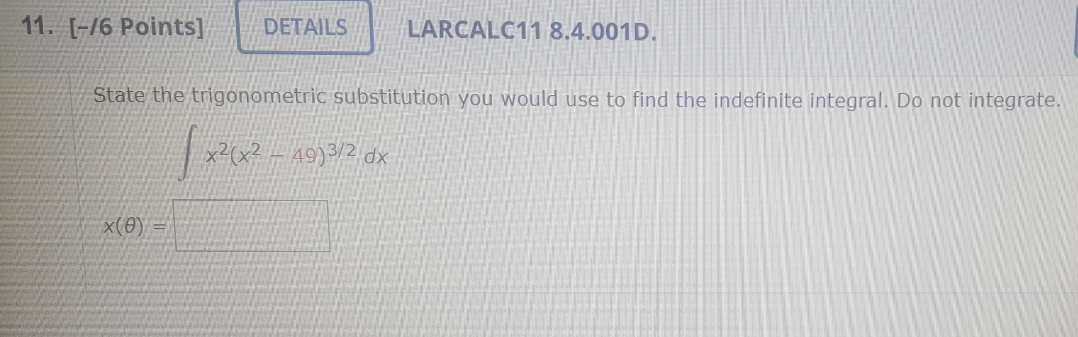 Solved 11. [-16 Points] DETAILS LARCALC11 8.4.001D. State | Chegg.com