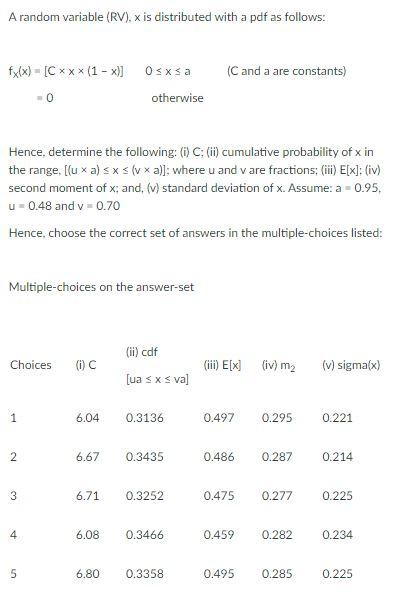 Solved A Random Variable Rv X Is Distributed With A Pdf 