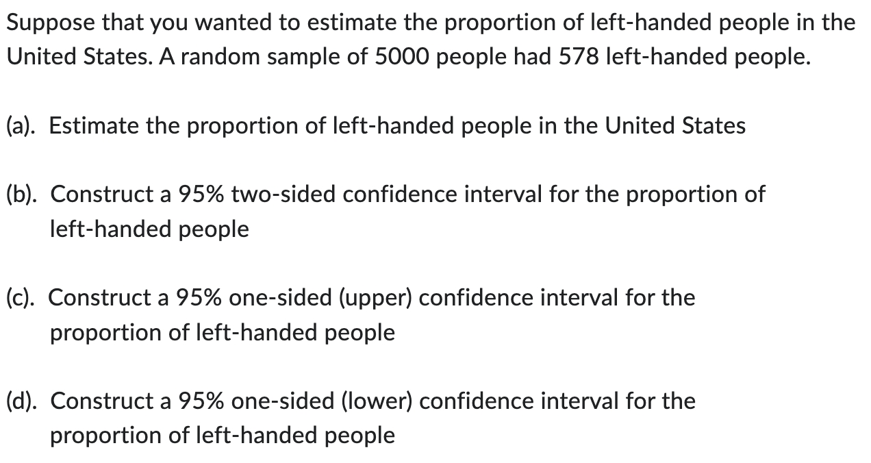 Solved Suppose that you wanted to estimate the proportion of | Chegg.com