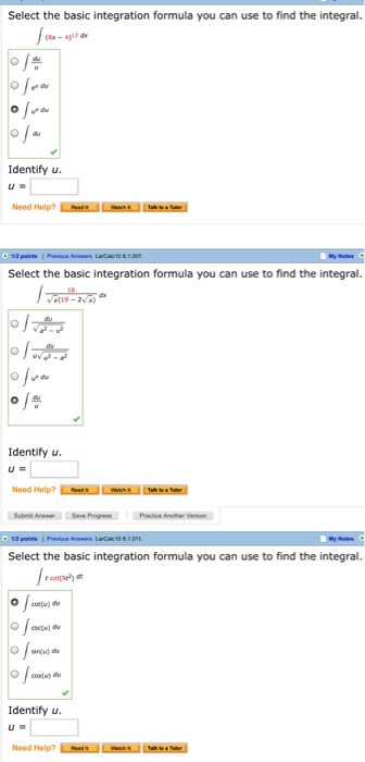 Solved Select the basic integration formula you can use to | Chegg.com