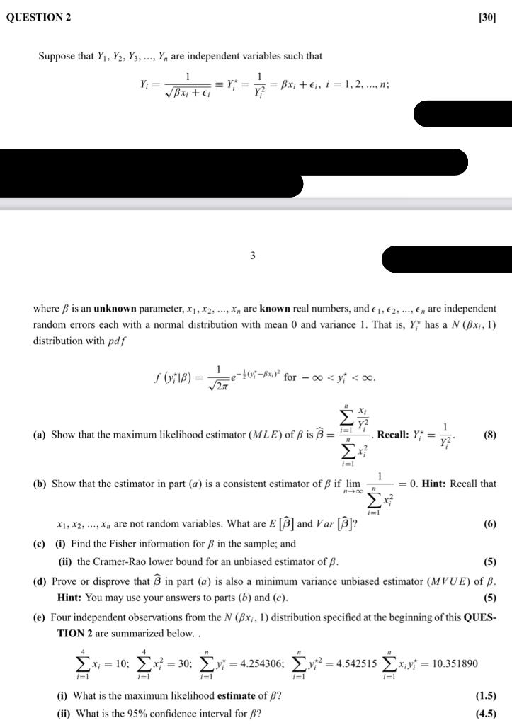 Solved Suppose that Y1,Y2,Y3,…,Yn are independent variables | Chegg.com