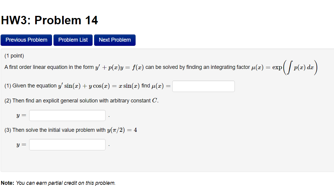 Solved HW3: Problem 14 Previous Problem Problem List Next | Chegg.com