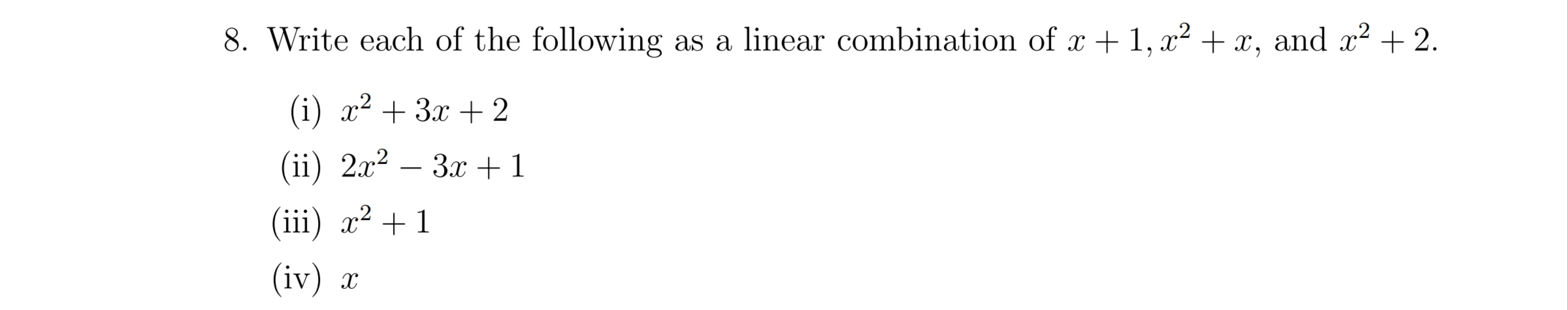 Write each of the following as a linear combination | Chegg.com