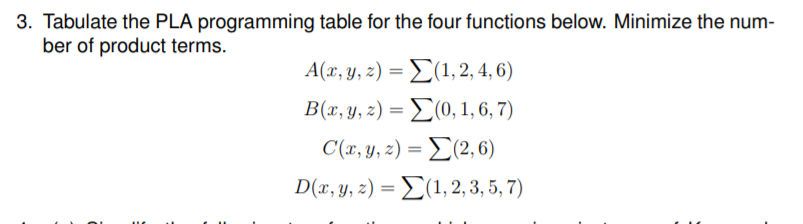 Solved 3. Tabulate the PLA programming table for the four | Chegg.com