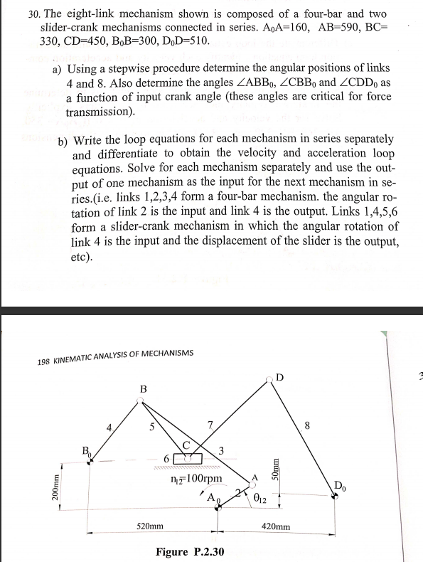 Solved 30. The eight-link mechanism shown is composed of a | Chegg.com