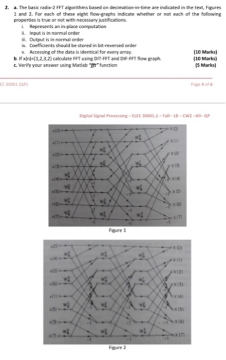 Solved 2 A The Basic Radix 2 Fft Algorithms Based On 4298
