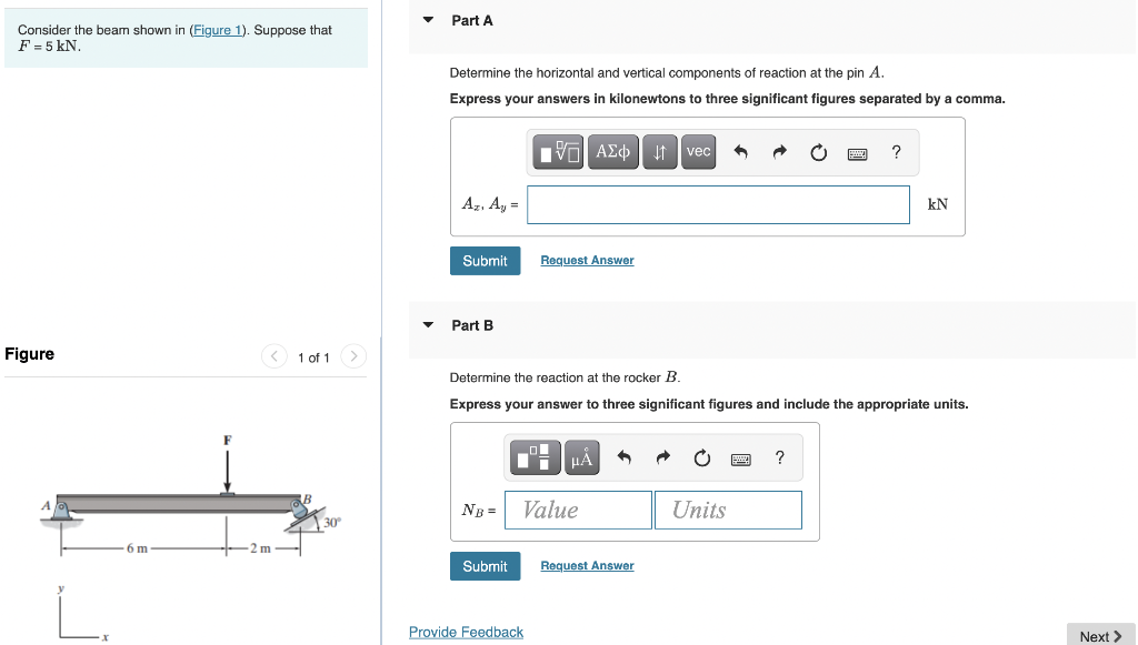 Solved Figure Part B Determine the reaction at the rocker B. | Chegg.com