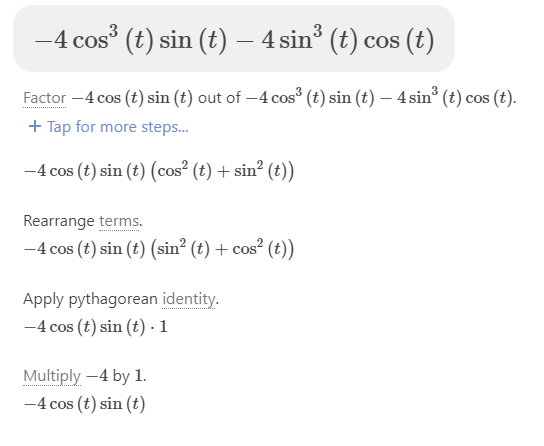 Solved Can I have an explanation why the (-sin^2t+cos^2t) | Chegg.com
