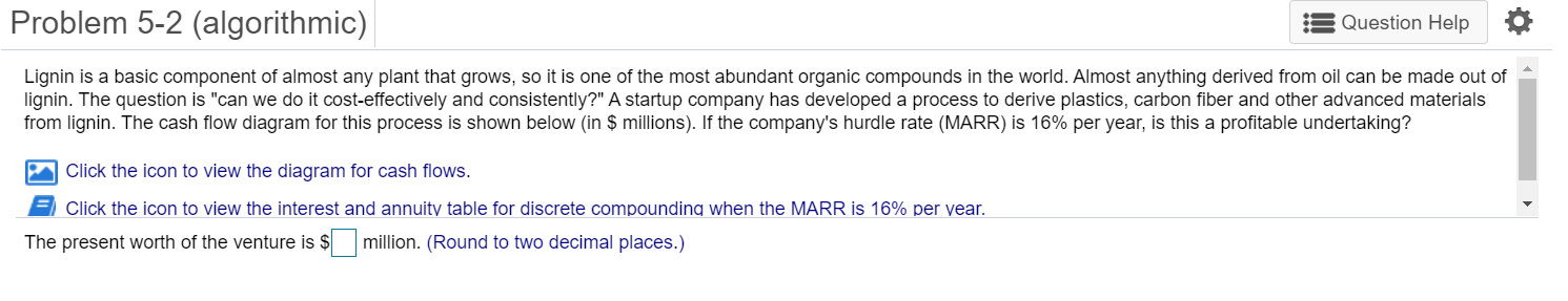 Solved Problem 5-2 (algorithmic) Question Help Lignin is a | Chegg.com