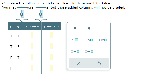 Solved Complete the following truth table. Use T ﻿for true | Chegg.com