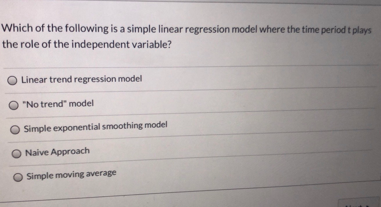 Solved Which of the following is a simple linear regression | Chegg.com